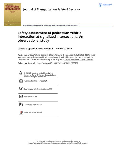 Pdf Safety Assessment Of Pedestrian Vehicle Interaction At Signalized Intersections An
