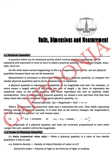 SOLUTION IIT JEE Physics Notes Units Dimensions And Measurements Studypool