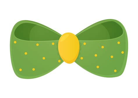 Cute Bow Tie Vector Flat Style Green Color With Yellow Dots 21957622