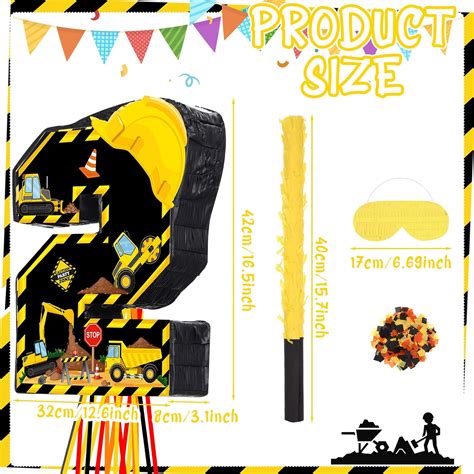 Number 2 Construction Pinata Pull String Dump Truck Two Pinata Tractor Excavator Pinata With