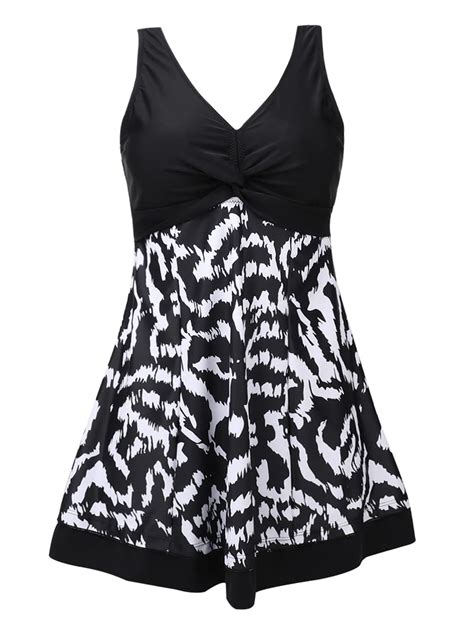 Ladies Plus Size Printing Padded High Waist Swim Dress China Swim