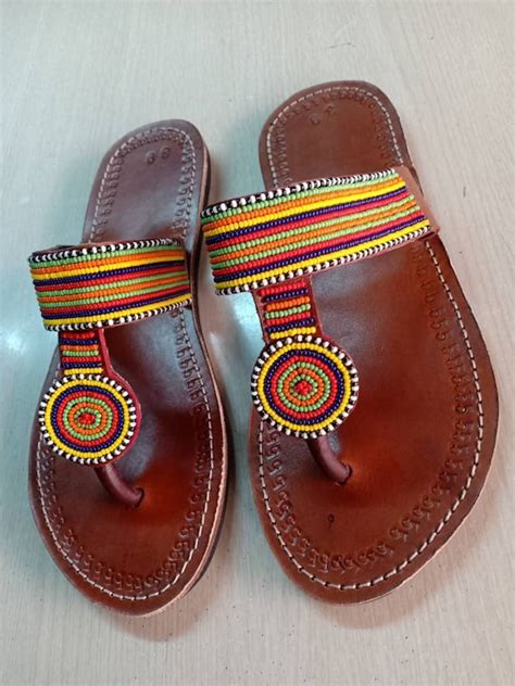 African Leather Beaded Sandalswomen Sandalst For Her Etsy