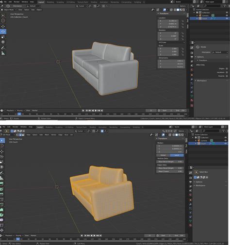 mesh is different located and rotated in edit mode basics and interface