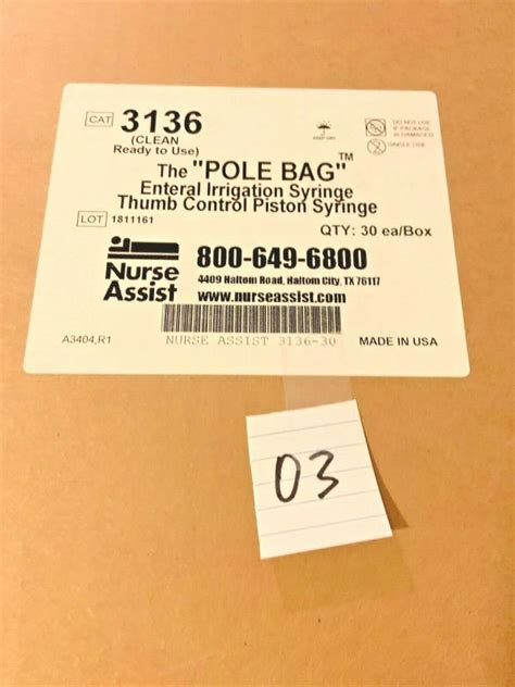 Used Nurse Assist 3136 The Pole Bag Enteral Irrigation Syringe Thumb