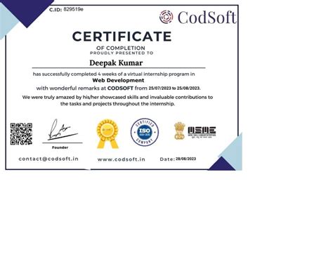 Deepak Kumar On Linkedin Codsoft Webdevelopment Internship2023