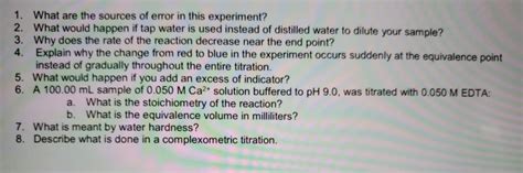 solved 1 what are the sources of error in this experiment