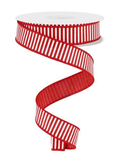 Red And White Striped Skinny Wired Ribbon 78 Greenery Market