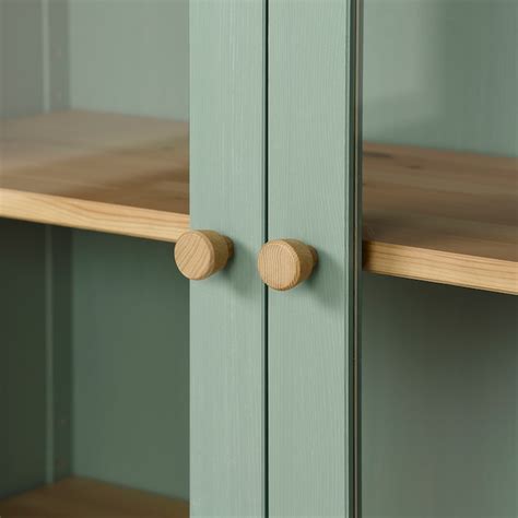 Hemnes Glass Door Cabinet With 3 Drawers Gray Greenlight Brown