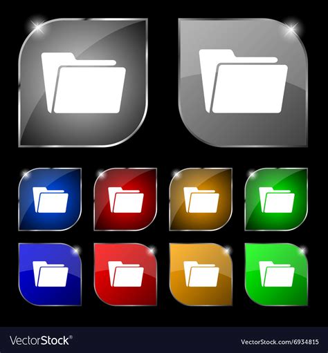 Folder Icon Sign Set Ten Colorful Buttons Vector Image