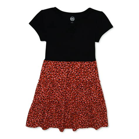 Wonder Nation Girls Two Tone Tiered Mini Dress Sizes 4 18 And Plus