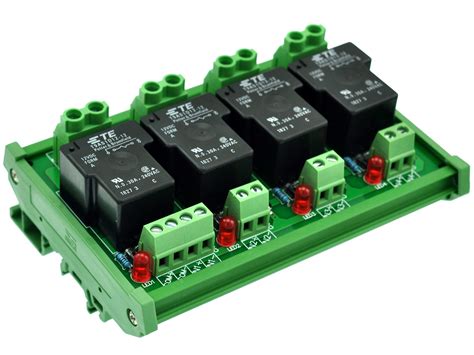 CZH Labs DIN Rail Mount 12V Passive 4 SPST NO 30Amp Power Relay Module CZH LABS D 1014 CZH