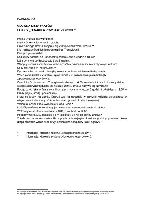 Drakula Powstal Z Grobu F9 Udp Formularz GŁÓwna Lista FaktÓw Do Gry