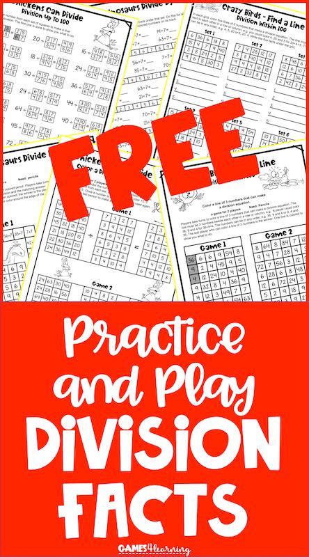 Free Division Practice Worksheets And Games For Fact Fluency Math