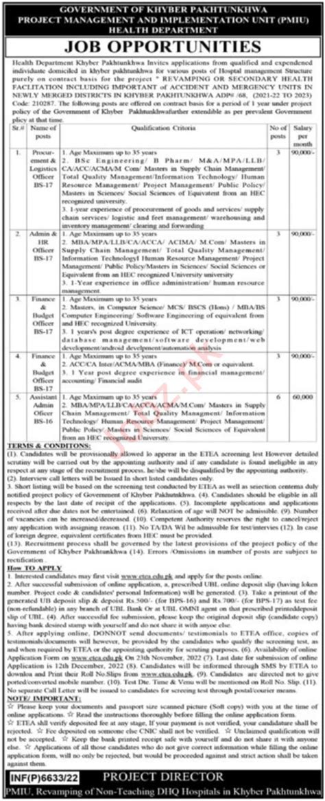 Health Department Kpk Jobs 2022 2025 Job Advertisement Pakistan