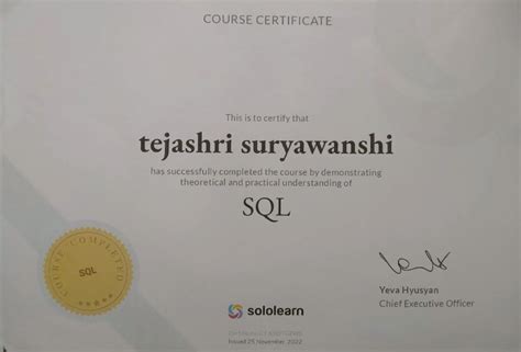 Tejashri Suryawanshi On Linkedin Sql Sololearn