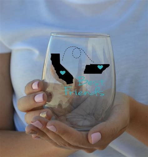 Long Distance Friendship Best Friends Stemless Wine Glass Wine