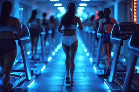 Premium Photo People Running On Tread Machines In The Gym In The