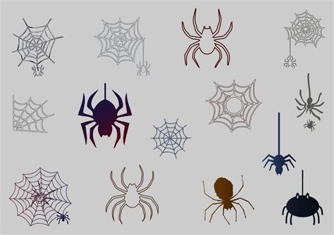 Spider And Spider Web Icon Set 42702832 Vector Art At Vecteezy
