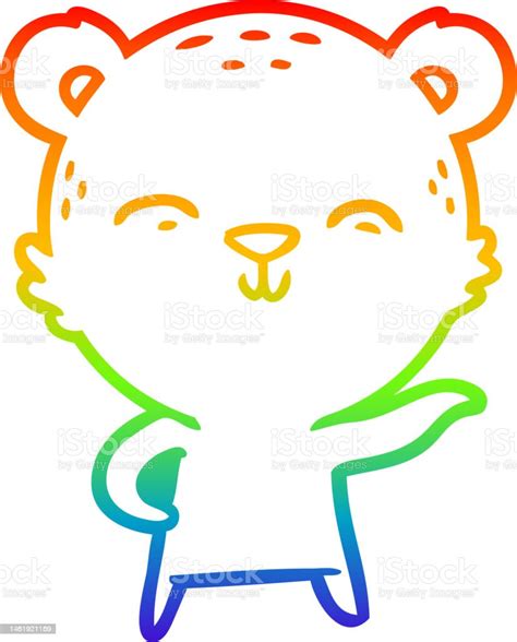 행복한 만화 곰의 무지개 그라데이션 선 그리기 곰에 대한 스톡 벡터 아트 및 기타 이미지 곰 그라데이션 낙서 드로잉