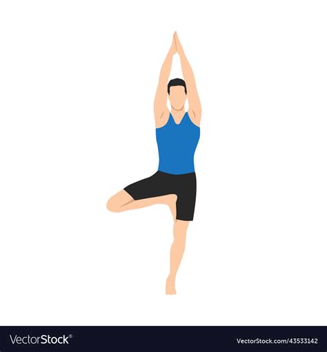 Man Doing Tree Pose Vrksasana Exercise Royalty Free Vector
