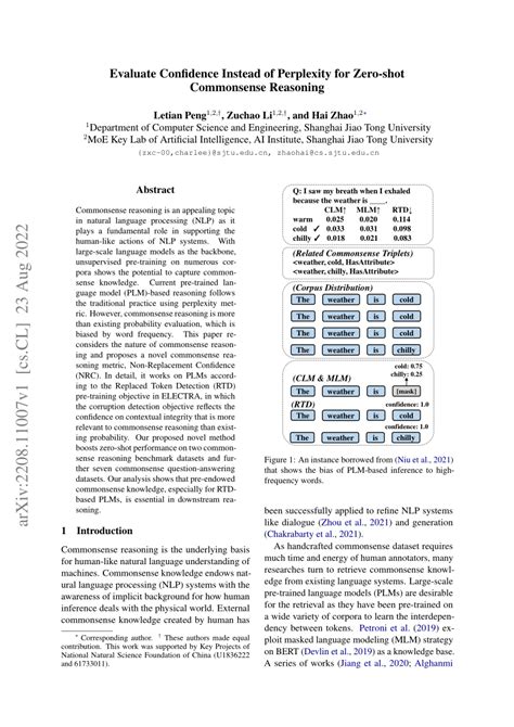 Pdf Evaluate Confidence Instead Of Perplexity For Zero Shot Commonsense Reasoning