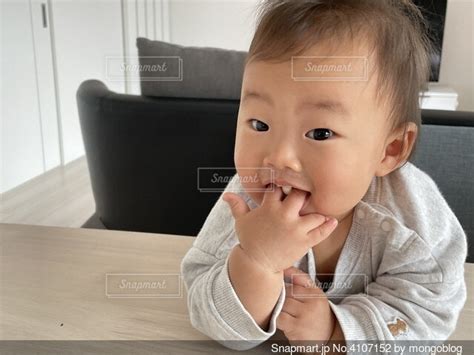 お菓子を食べる赤ちゃんの写真・画像素材 4107152 Snapmart（スナップマート）