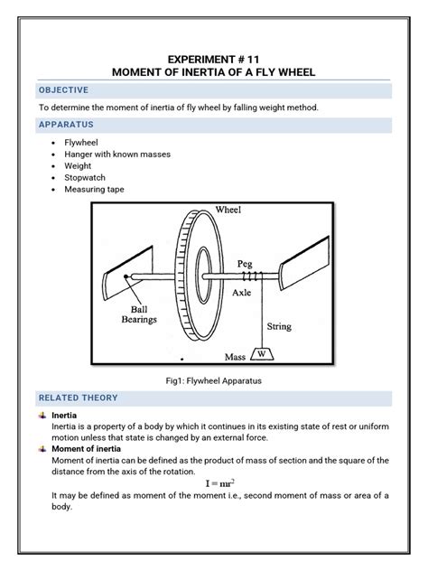 Lab 11 Moment Of Inertia Of A Fly Wheel Pdf Physical Quantities
