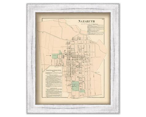 Nazareth Pennsylvania 1872 Map Replica Or Genuine Original Etsy