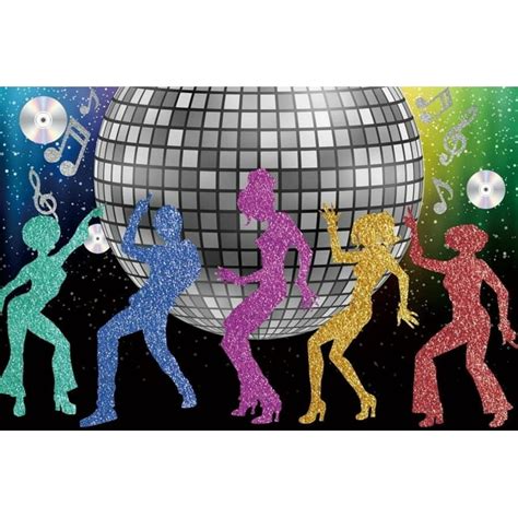 Disco Party Backdrop Night Club Music Pink Shiny Neon Lights Ball 70s