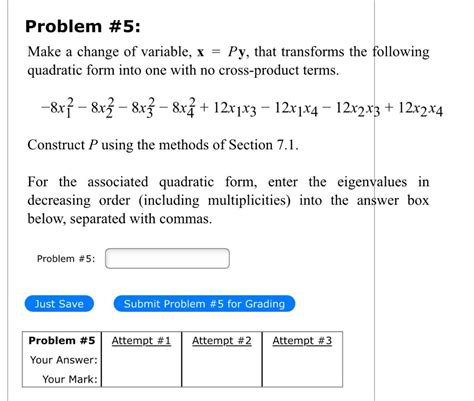 Solved Make A Change Of Variable X Py That Transforms The Chegg
