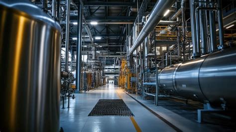 Chemical Processing Plant With Large Tanks And Pipes Premium Ai