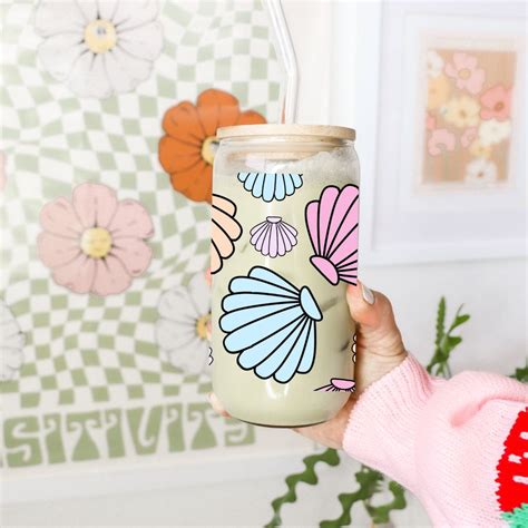 Seashells 16oz Uvdtf Cup Wrap Physical Transfer Uv Dtf Transfers Su
