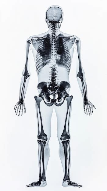 人體骨架解剖學的插圖 骨架結構的詳細x線圖 Premium Ai Generated Image