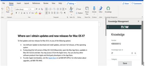 Knowledge Management Add In In Microsoft Word To Access Servicenow