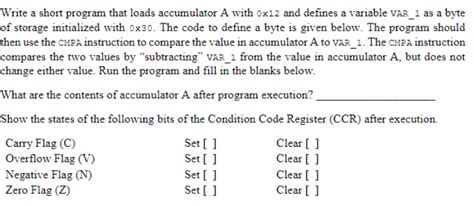Write A Short Program That Loads Accumulator A With