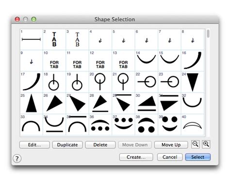 Shape Selection Dialog Box