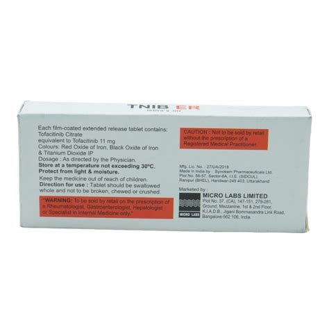 Tnib Er 11 Mg Tablet 10s Price Uses Side Effects Composition