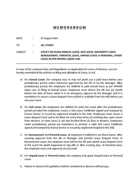 Leave Memo Pdf