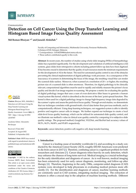 Pdf Detection On Cell Cancer Using The Deep Transfer Learning And