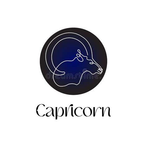 Astrological Zodiac Sign Capricorn In Line Art Style On Dark Blue