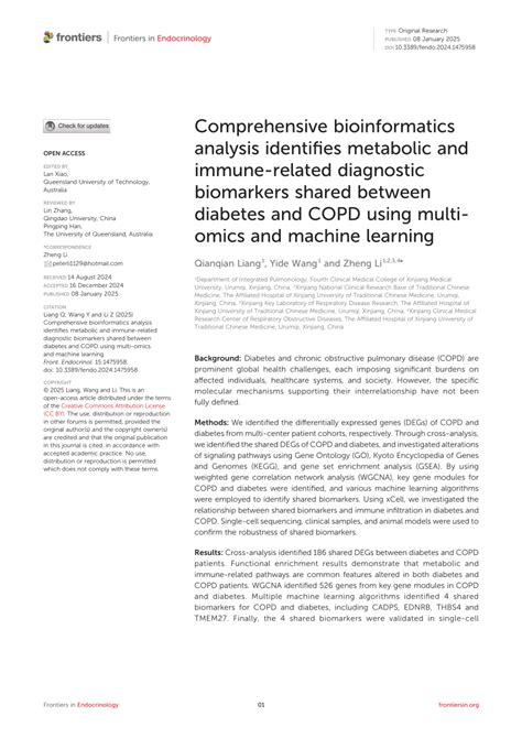 Pdf Comprehensive Bioinformatics Analysis Identifies Metabolic And Immune Related Diagnostic
