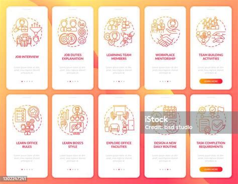 개념 세트와 함께 새로운 일일 루틴 온보딩 모바일 앱 페이지 화면 디자인 개념에 대한 스톡 벡터 아트 및 기타 이미지 개념 그래픽 사용자 인터페이스 디자인 Istock