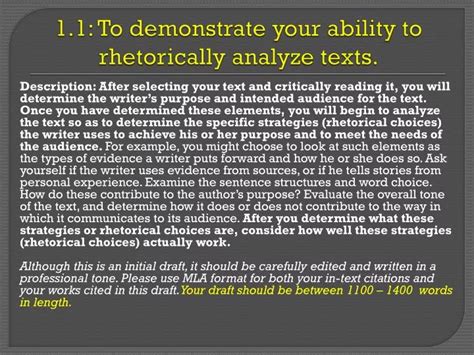 PPT 1 1 To Demonstrate Your Ability To Rhetorically Analyze Texts PowerPoint Presentation