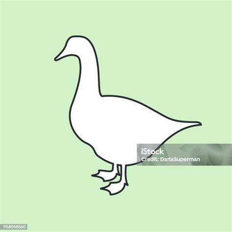 거위 간더 흰색 배경에 검은 윤곽선 라인 아이콘 벡터 일러스트레이션을 참조하십시오 가정 생활에 대한 스톡 벡터 아트 및 기타