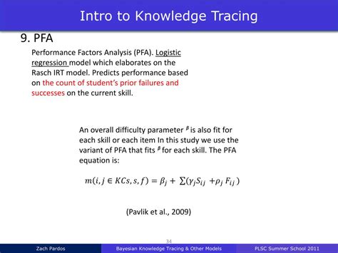 Ppt Bayesian Knowledge Tracing And Other Predictive Models In