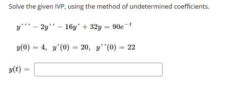 Solved Solve The Given IVP Using The Method Of Undetermined Chegg