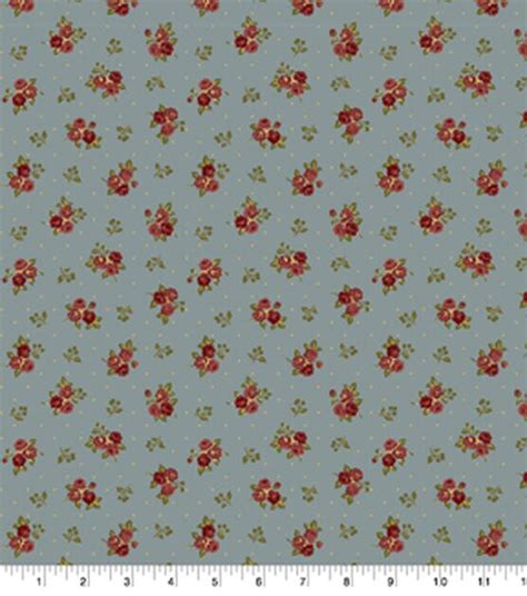 Roses On Blue Premium Cotton Fabric Joann