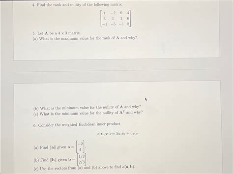 solved find the rank and nullity of the following