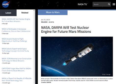 Nasaが核分裂の熱で火星を目指す「核熱ロケットエンジン」の開発を発表 Gigazine