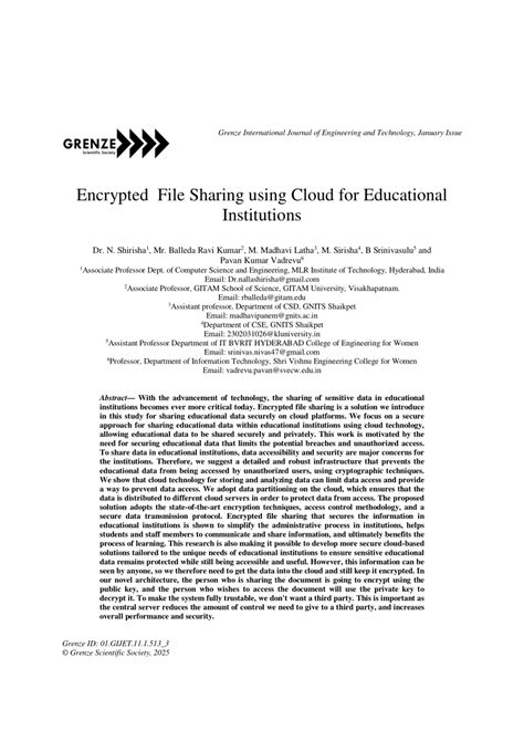 Pdf Encrypted File Sharing Using Cloud For Educational Institutions